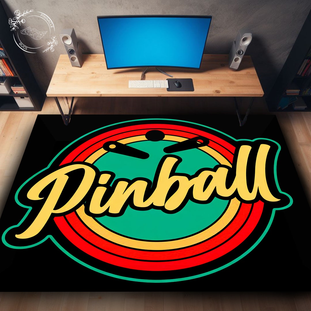Vintage Pinball Machine Rug Retro Arcade Room Decor Colorful Area Rug ...