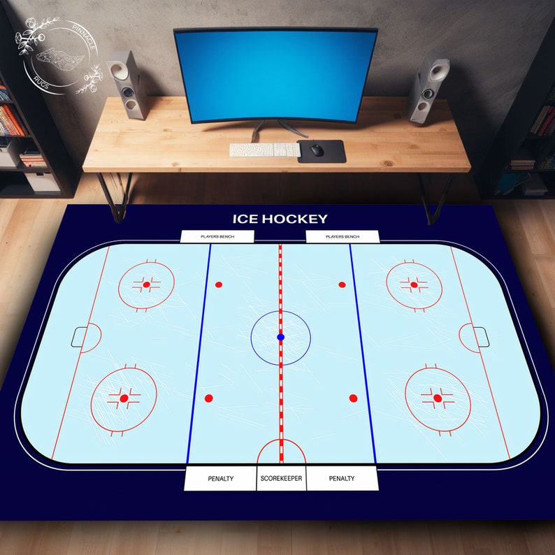 Ice Hockey Room Decor - Bring the Rink Home! Sports Rug for Living Room ...