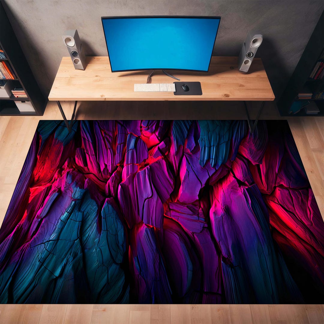 Neon Gaming Rug – Vibrant Gamer Carpet for Game Room, Stream Setup ...