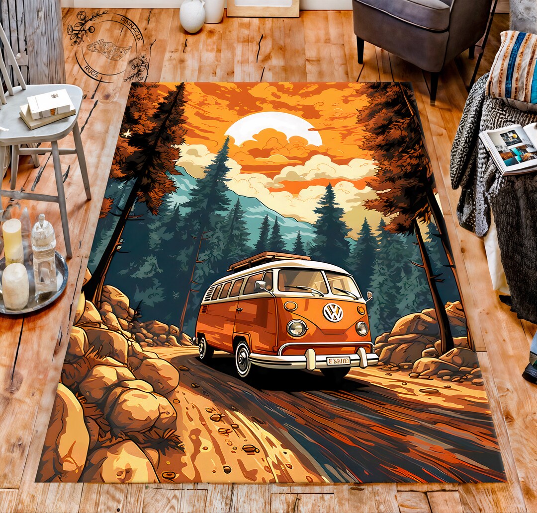 Retro Style Vintage Car Rug Unique Decor Accent for Home or Office ...