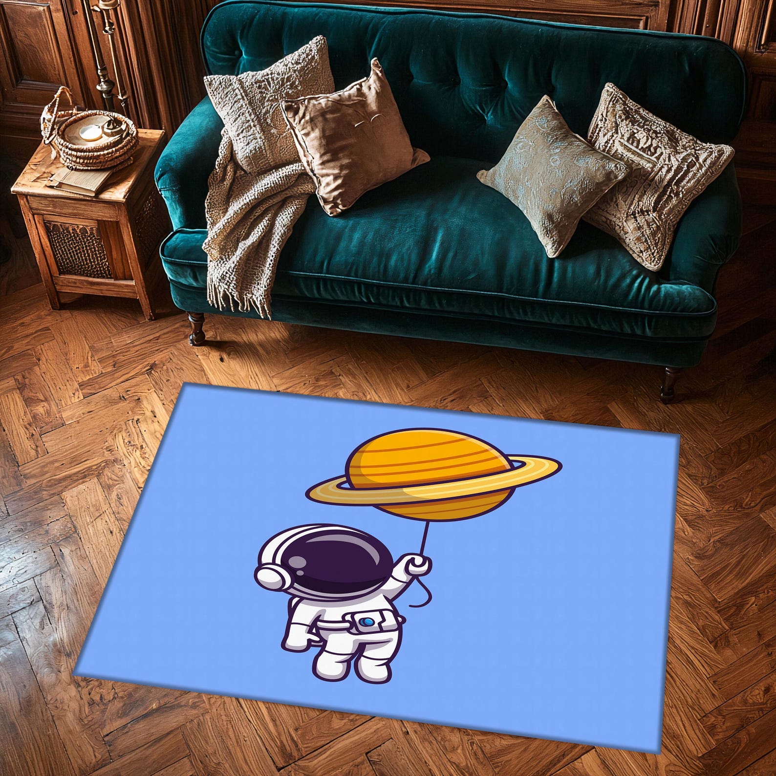 Cute Astronaut Kids Rug – Space Themed Nursery Floor Decor, Adorable ...