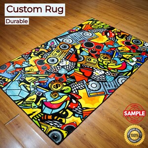 Colorful Gaming Rug – Neon Gamer Room Carpet, RGB Style Floor Mat for ...
