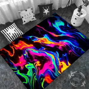 Vibrant Neon Gaming Rug Handcrafted Video Games Area Rug Gamer Room ...