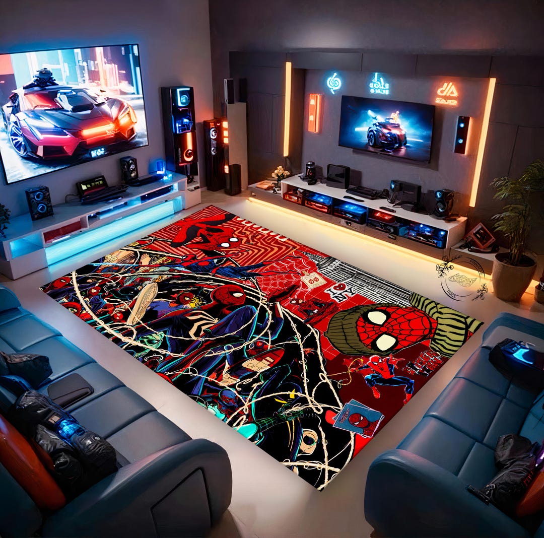 Spiderman Gaming Rug Superhero-themed Gamer Rug Gamer's Spiderman Rug ...