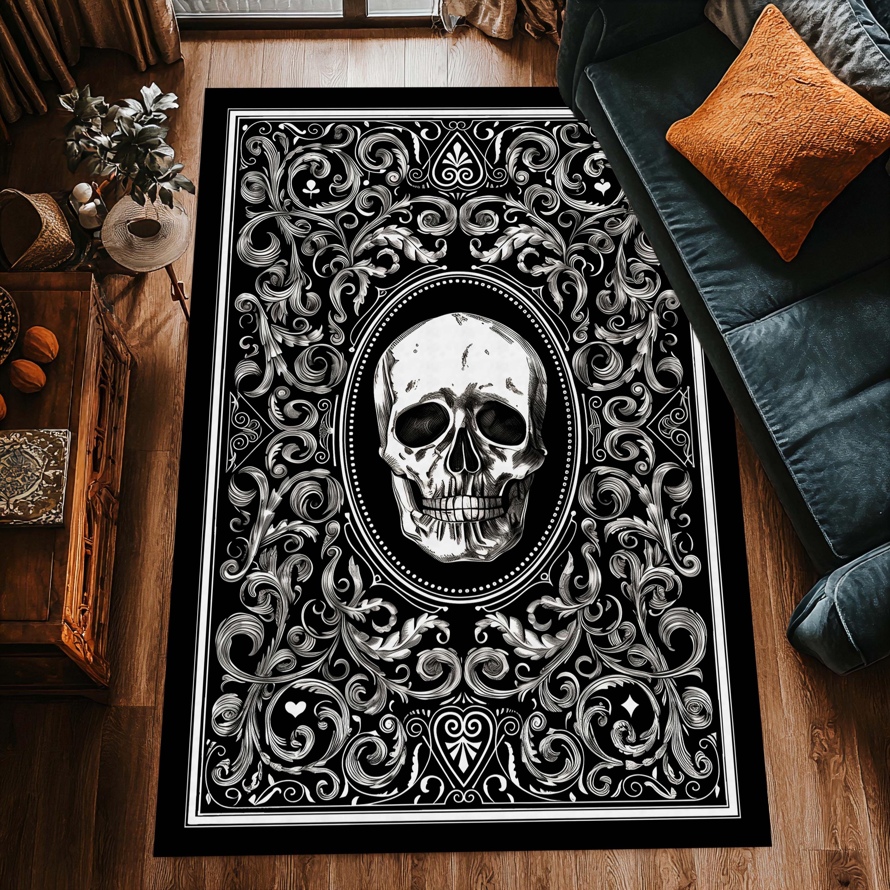 Gothic Skull Rug – Dark Aesthetic Carpet With Macabre Skull Design ...