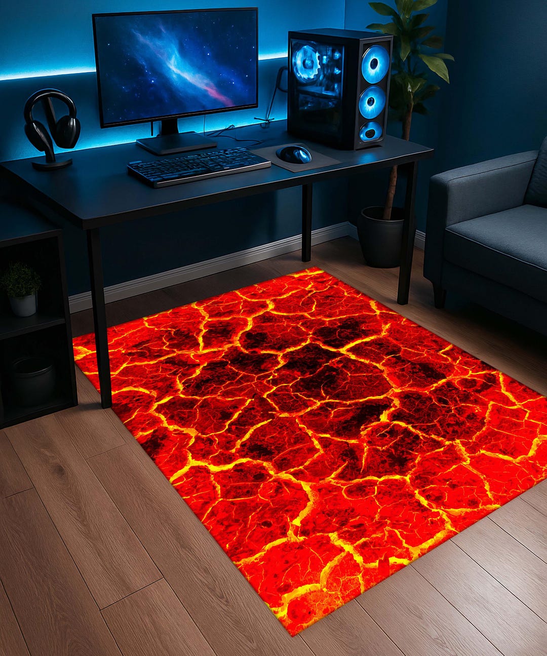 Lava Themed Area Rug – Volcanic Fire Inspired Carpet for Bold Home ...