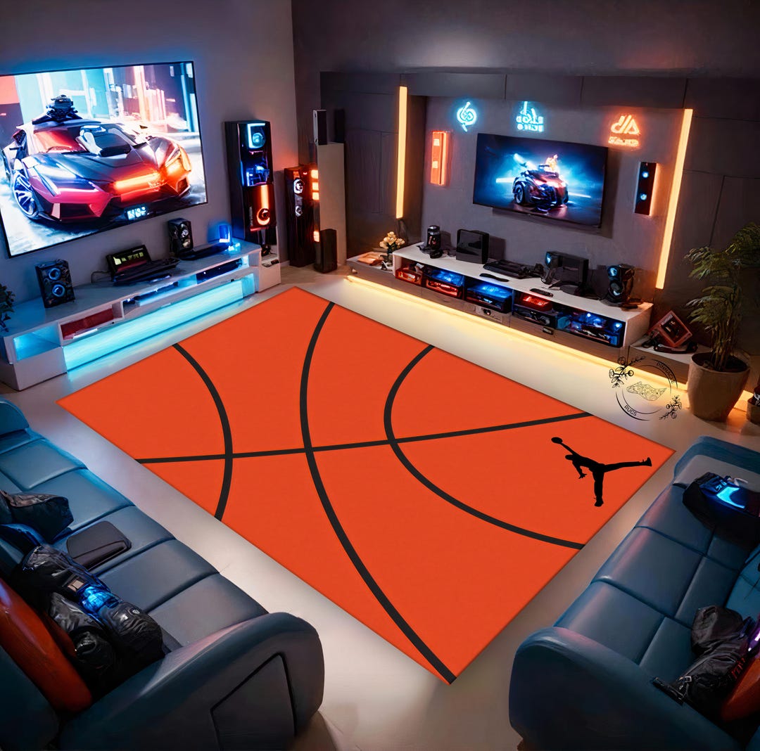 Unique Basketball Shaped Rug - Cozy Floor Decor for Basketball ...