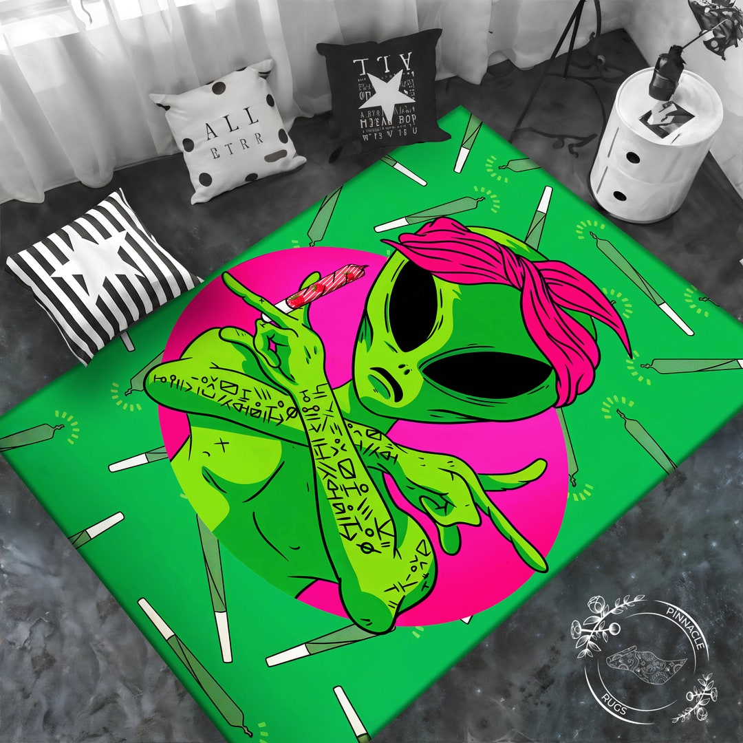 Marijuana Lover's Rug - Unique Hemp Leaf Design - Chic Botanical Area ...