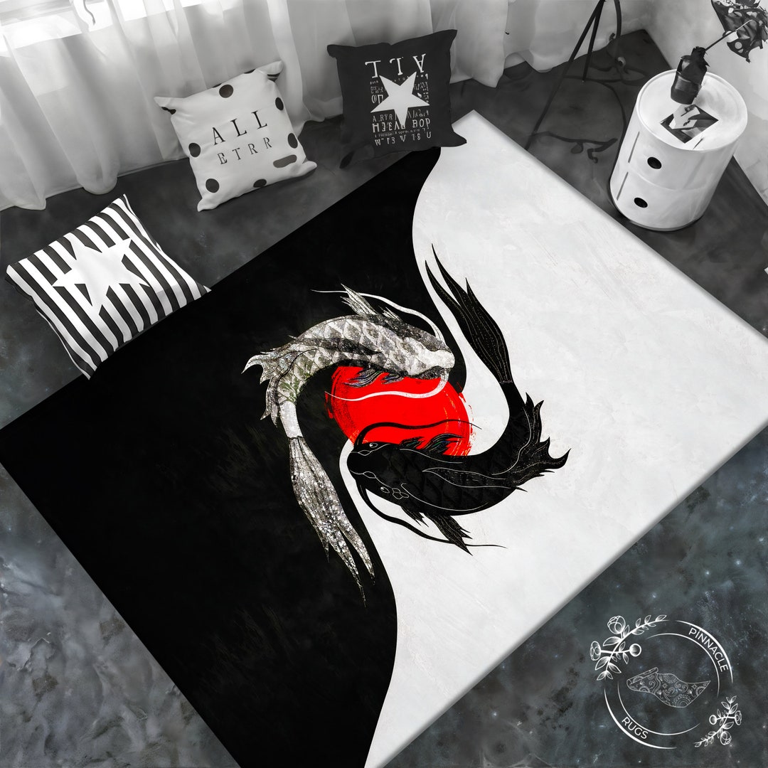 Yin Yang Area Rug Unique Anime Style Accent Piece Japanese Anime Yin ...