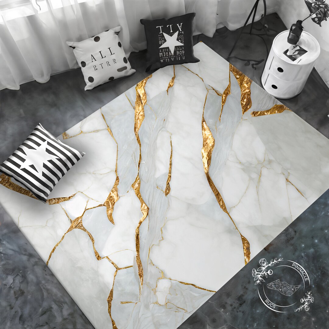Modern Marble Print Area Rug Stylish Interior Accent Elegant Marble ...