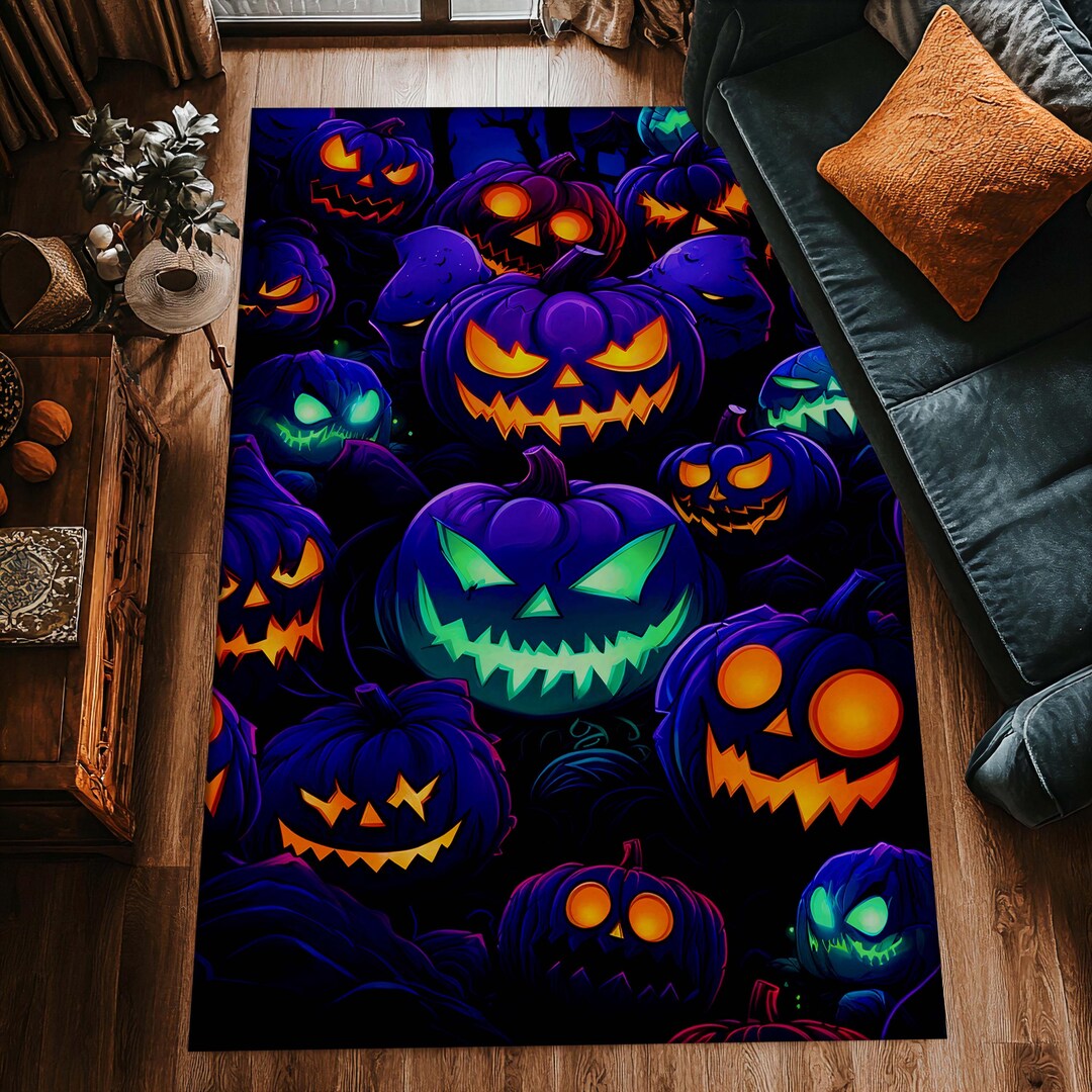 Dark and Magical Rug: Haunted Halloween Theme With Ghosts, Witches, and ...