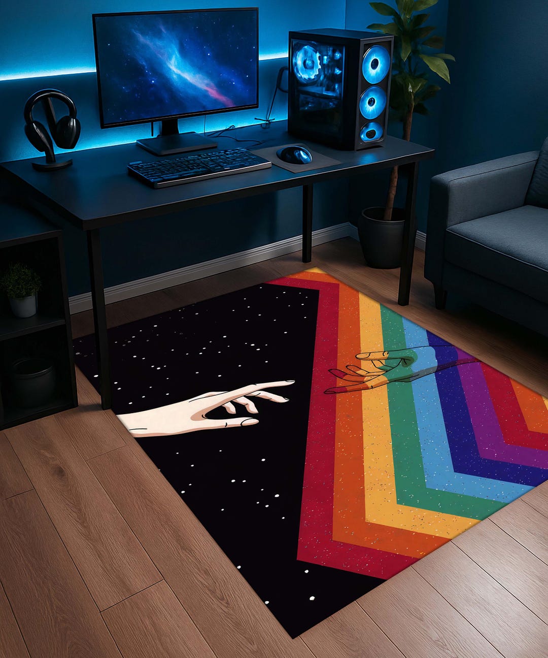 Rainbow Connection Rug – Hands Reaching for Each Other in Vibrant ...