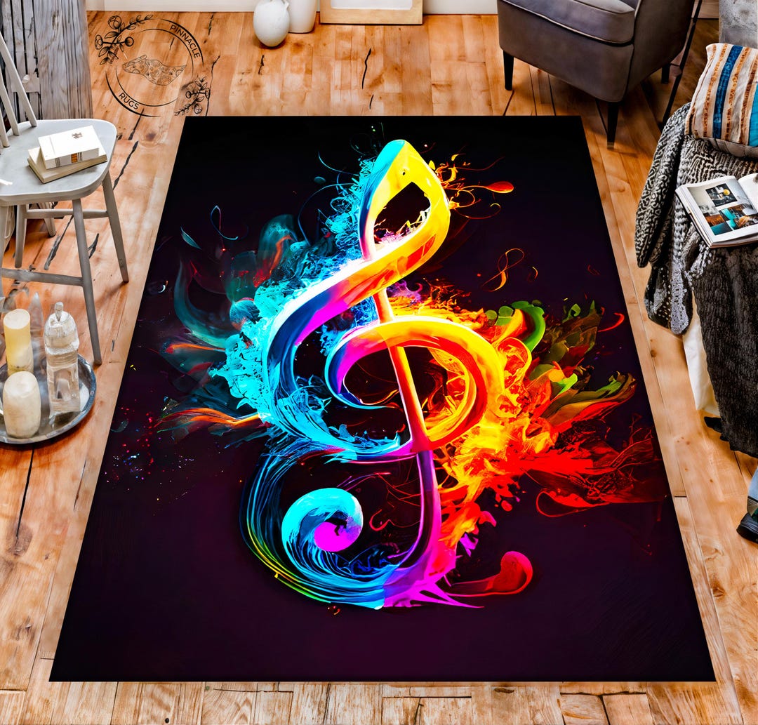 Melodic Music Notes Rug Musical Area Rug for Music Lovers Musically ...