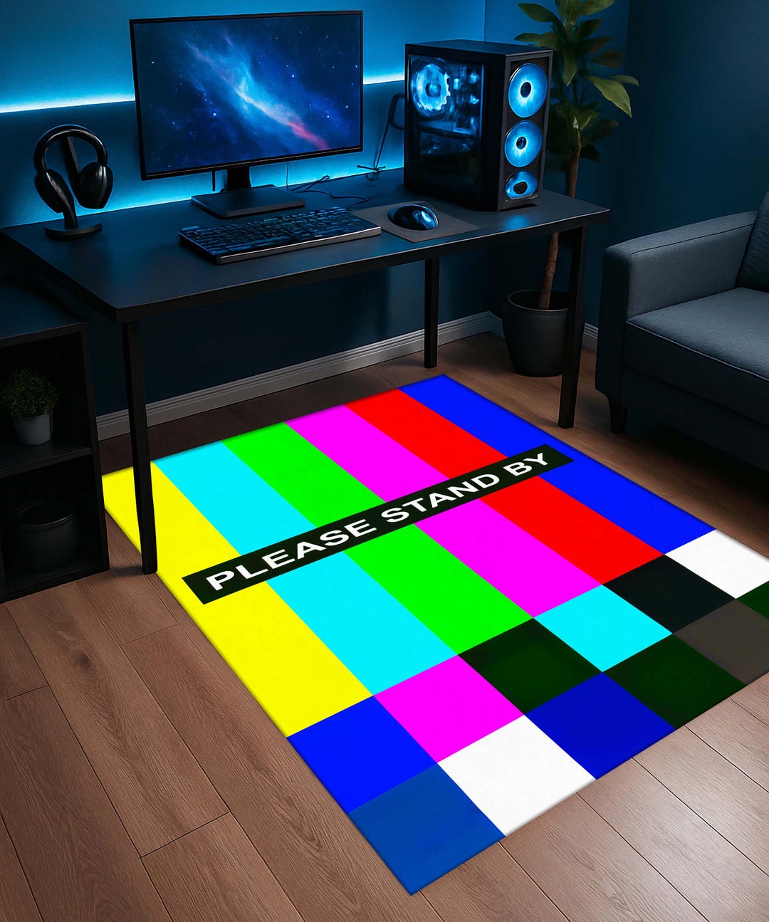 Please Stand By" Retro TV Test Screen Rug–colorful Gamer Room Decor ...