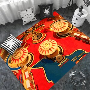 Retro Pinball Machine Area Rug Vintage Arcade Decor for Fun Game Room ...