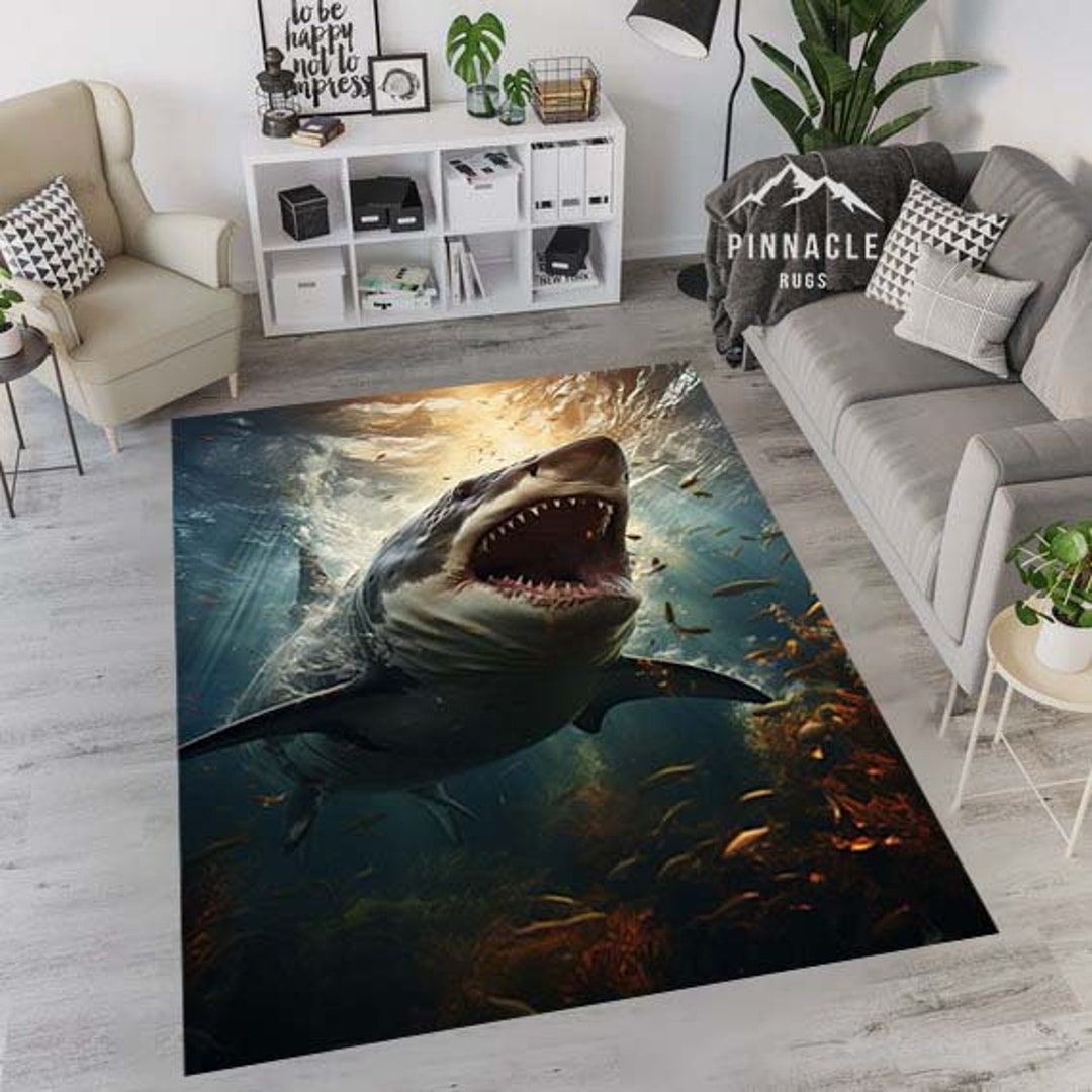 Shark Rug,horror Shark Face Patterned Rug,horror Design Shark Rug ...