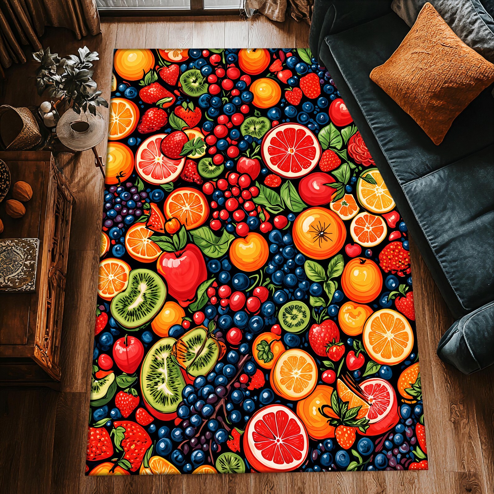 Colorful Fruit Area Rug – Funky Modern Carpet With Citrus & Tropical ...