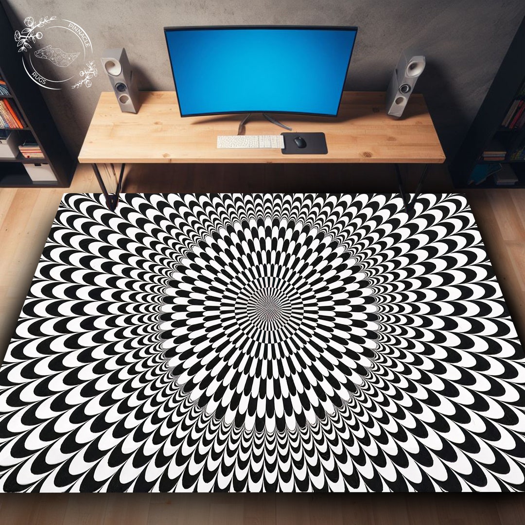 3D Optical Illusion Rug Unique Home Decor Accent Quirky Statement Piece ...