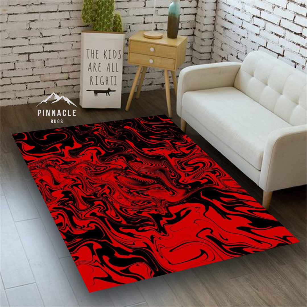 Black and Red Rug,colorful Rug,neon Rug,modern Rug,living Room Rug,area ...