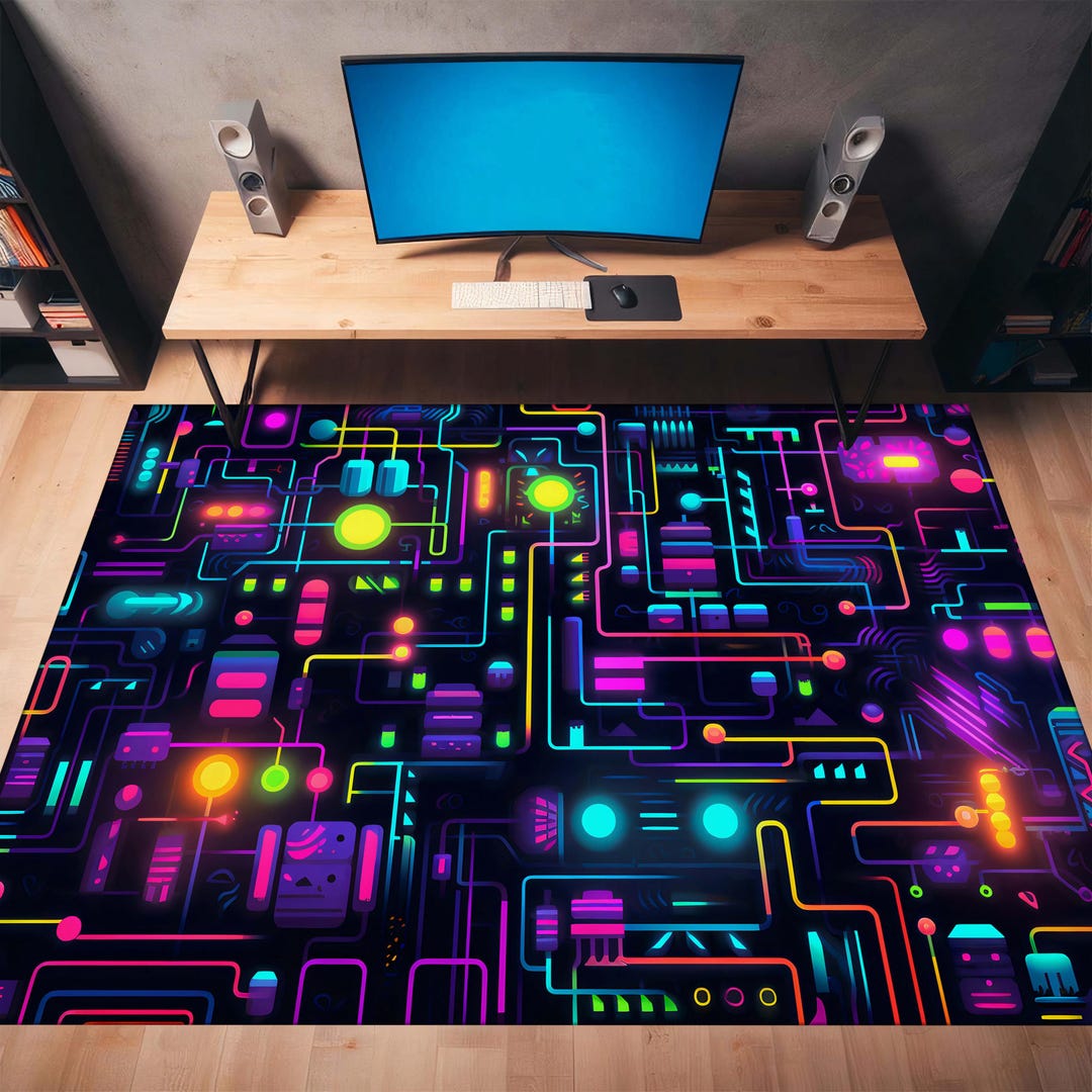 Gamer's Delight Neon Rug: Upgrade Your Gaming Setup With This Unique ...