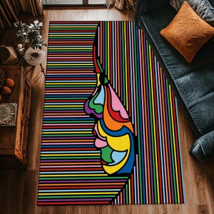 Colorful Pop Art Rug – Vibrant Modern Carpet With Bold Graphic Design ...