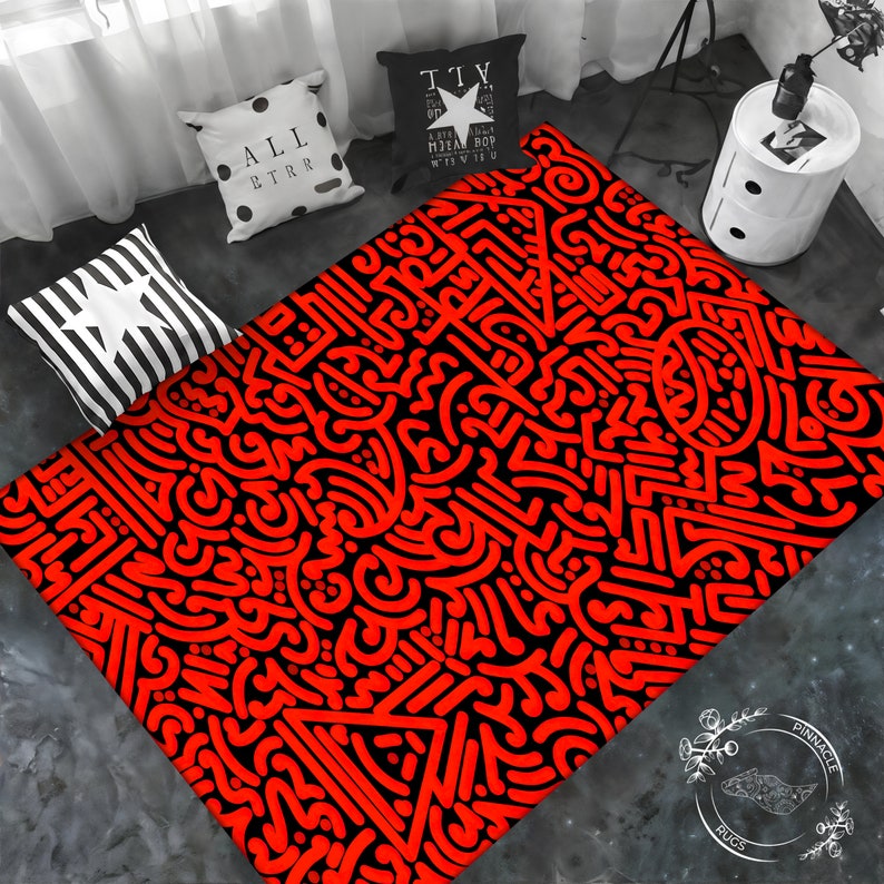 Funky Graffiti Rug Unique Accent for Hip Home Interiors Modern Floor ...