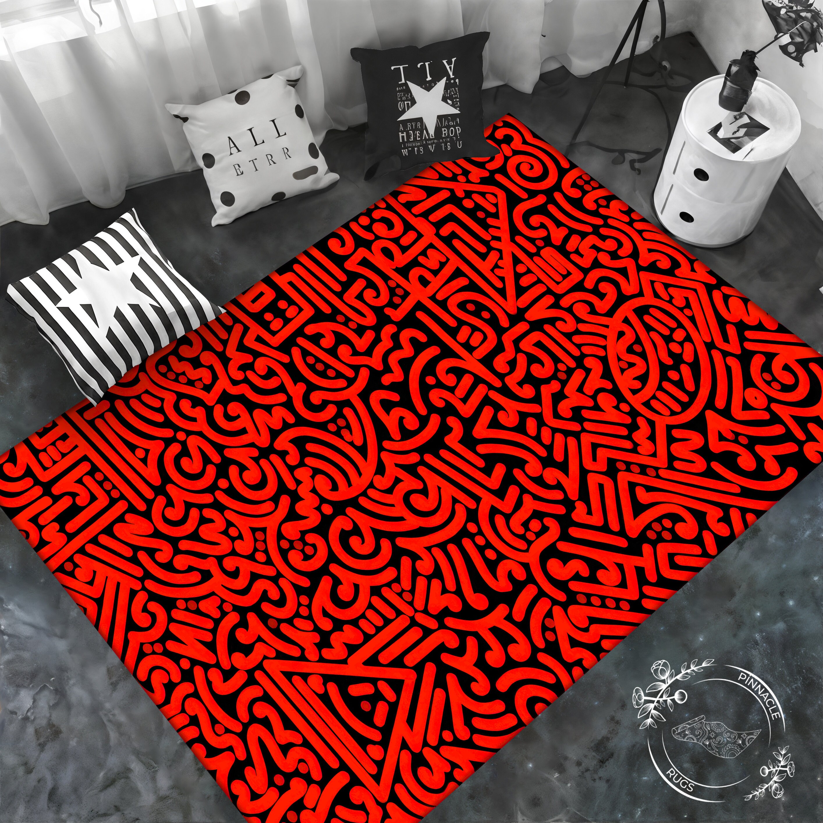Funky Graffiti Rug Unique Accent for Hip Home Interiors Modern Floor ...