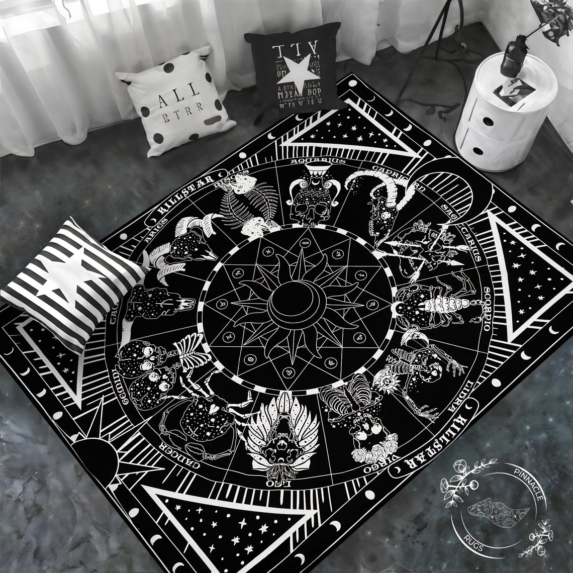 Gothic Pentagram Rug Mystical Gothic Pentagram Floor Mat Darkly Elegant ...