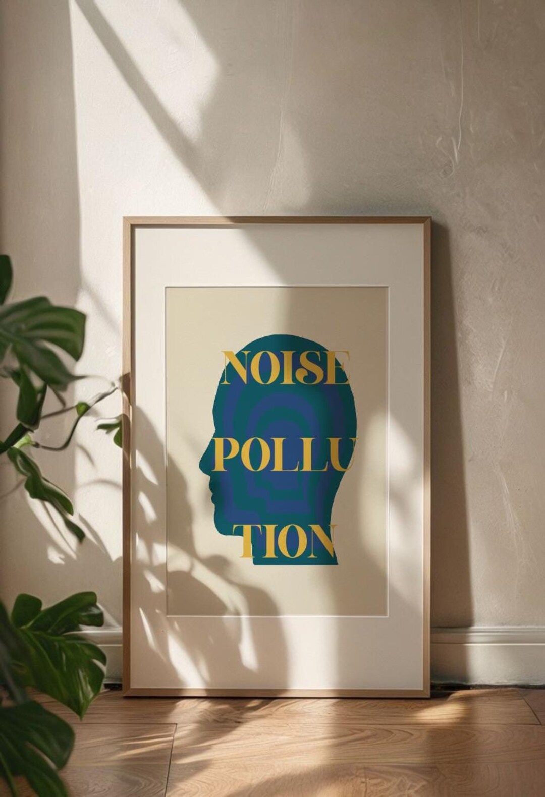Vintage Blue Green Noise Pollution Wall Poster Digital Print Entryway ...