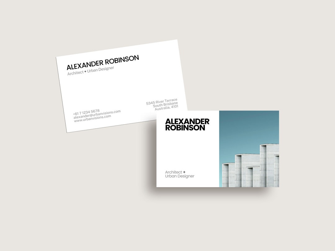 Alexander Business Card Template for Architects, Editable Canva ...