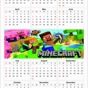 Minecraft Calendar 2025. 2025 Minecraft Style Calendar. PDF File A4 ...