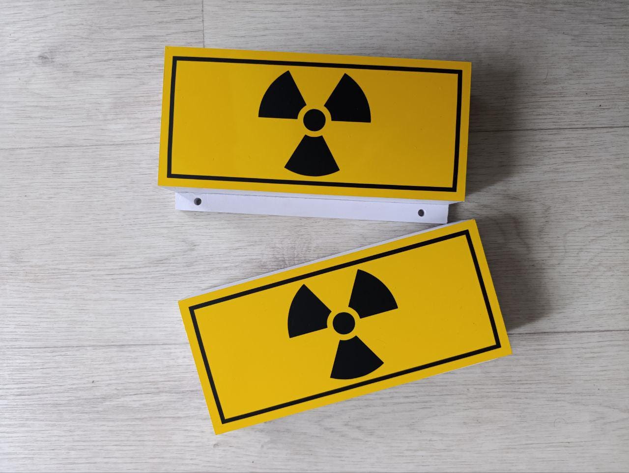 Wall Lamp "beware of Radiation". Lamp With a Colorful Background and a ...