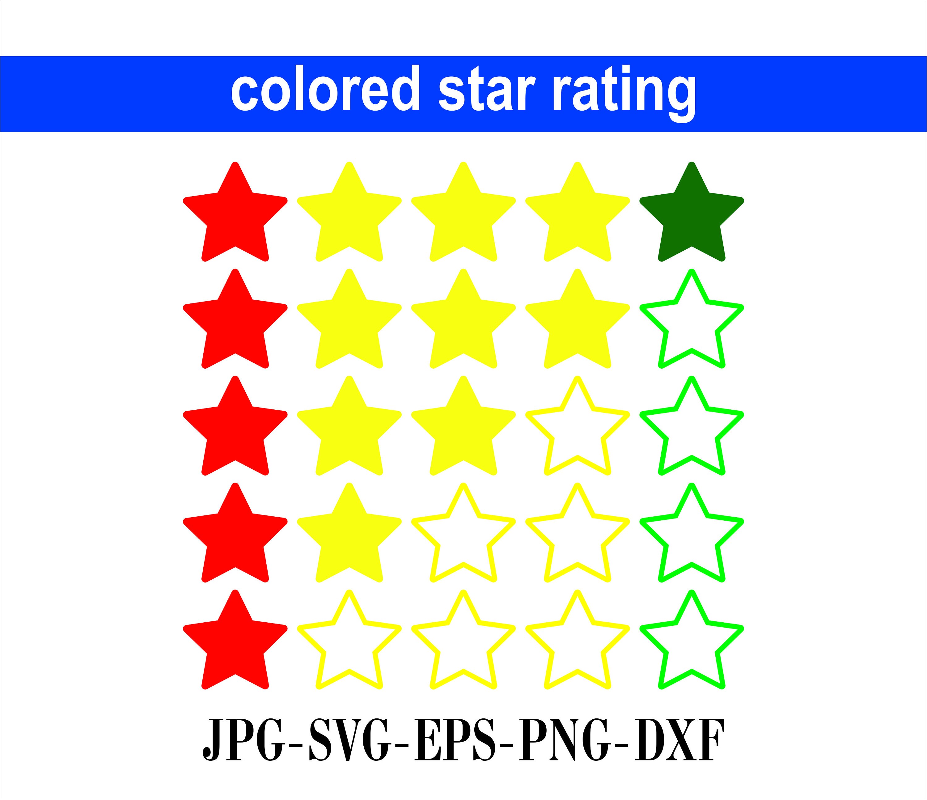 Color Star Rating. Star Rating in Color. Files SVG PNG EPS Dxf. Digital ...