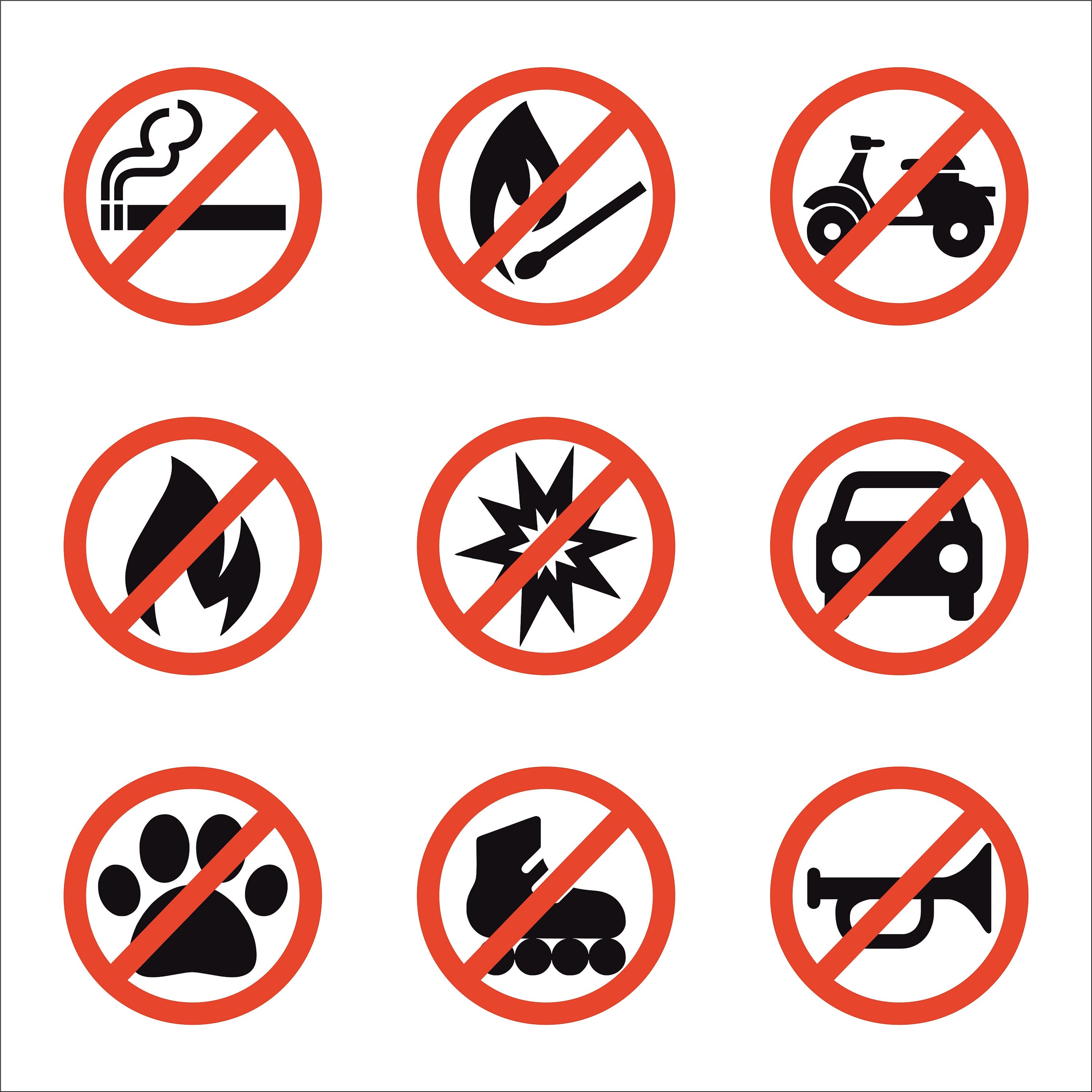 Prohibition Sign Svg. Red Frame. No Smoking. No Fire. Vector Cut File ...