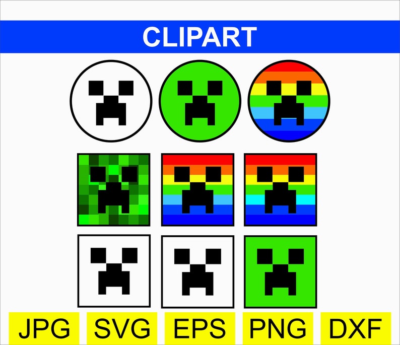 Minecraft SVG Bundle, Game Head Svg, Creeper Eps, Png, Dxf для Cricut ...