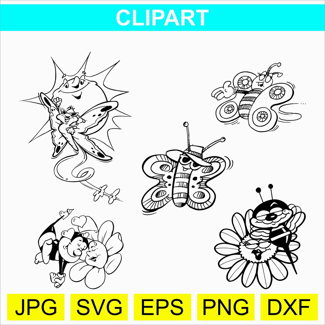 Butterfly Bee Svg. Butterflies Svg. Butterfly Bee Svg Clipart. Eps Svg ...