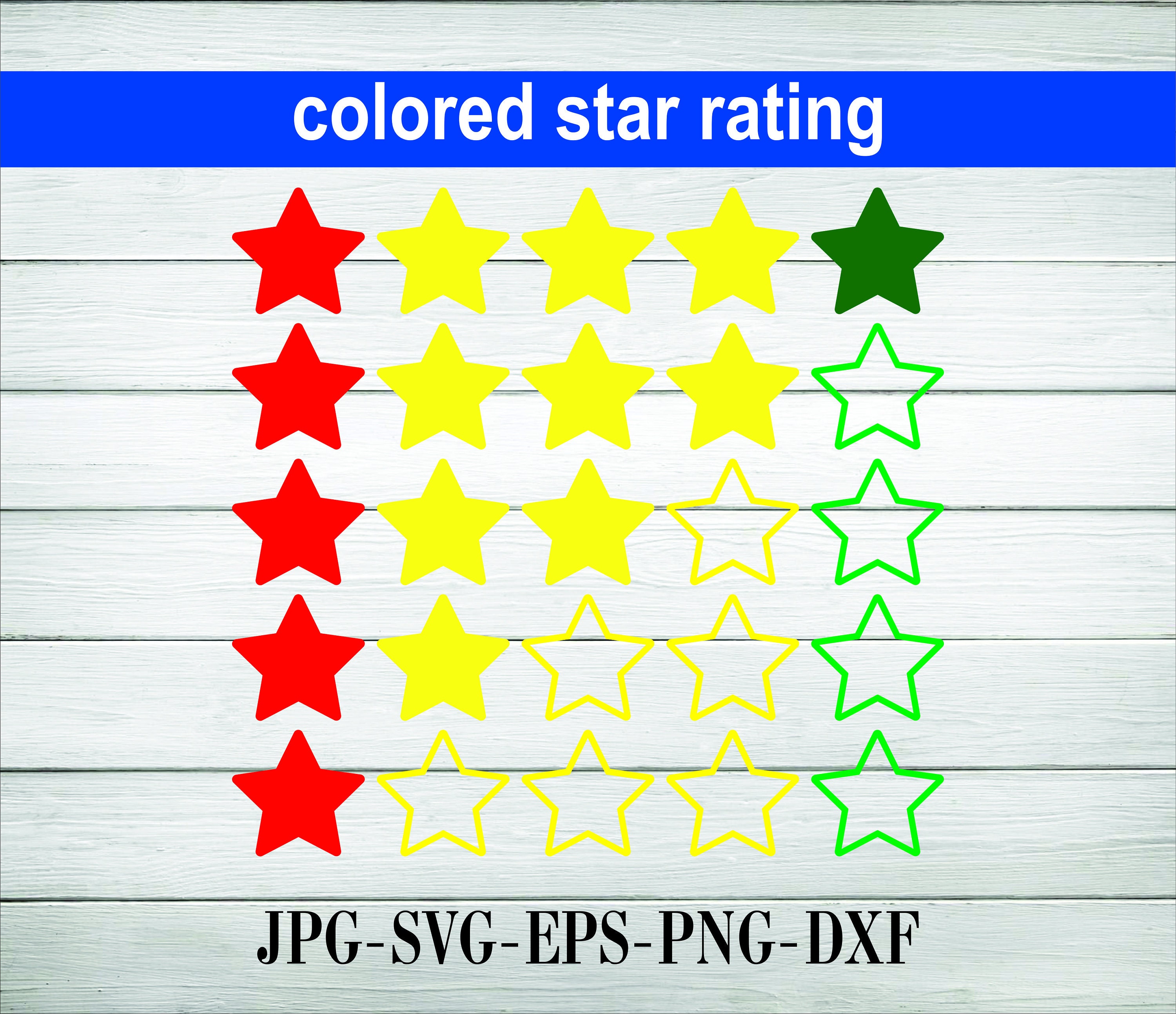 Color Star Rating. Star Rating in Color. Files SVG PNG EPS Dxf. Digital ...