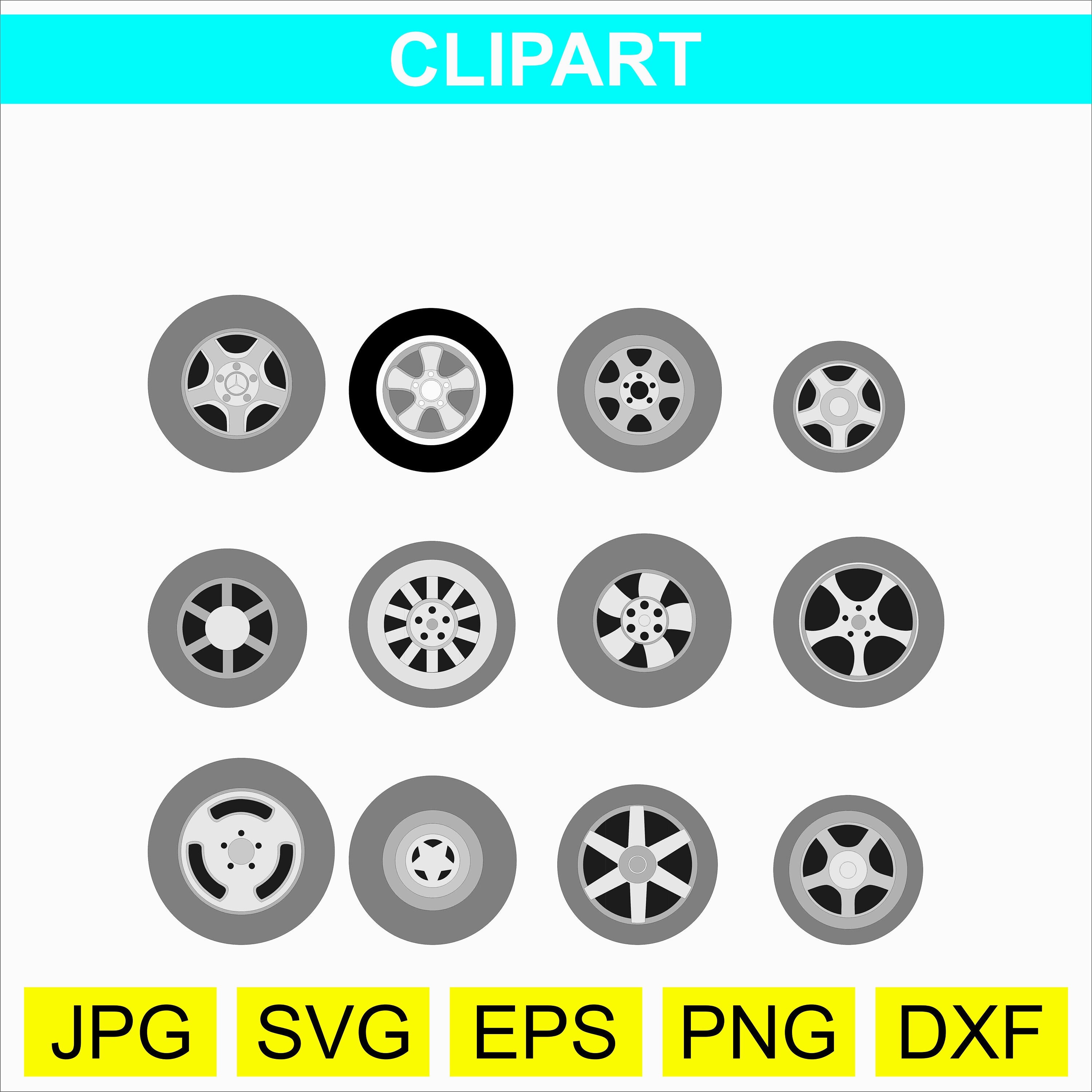 Tire Wheels Svg. Tire Wheels Clipart. Svg Files. Clipart Eps Svg Png ...