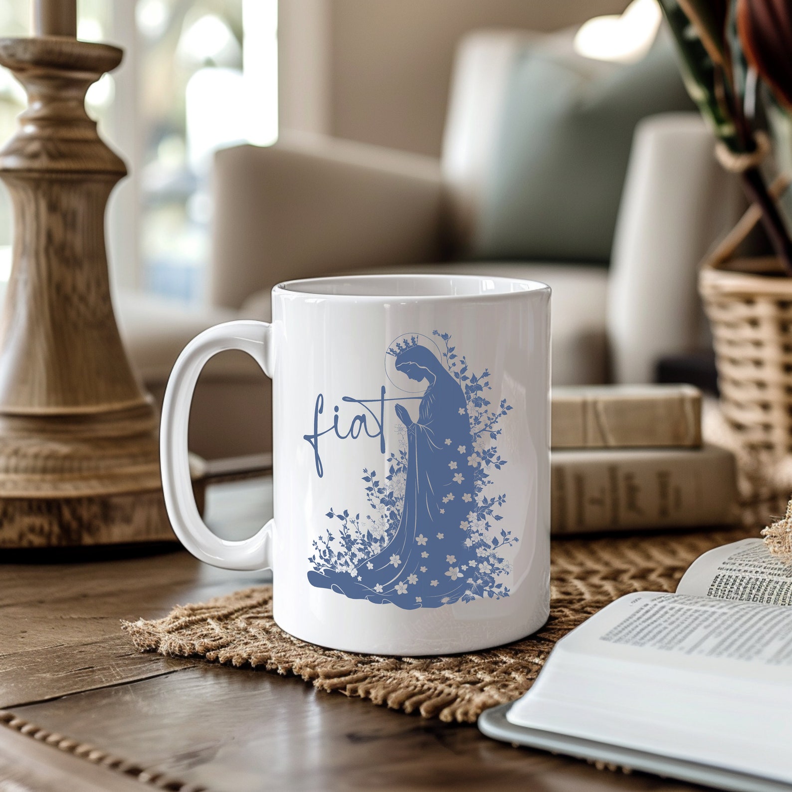 Fiat Marian Mug: Blessed Mother Catholic Gift, Saint Mary Coffee Mug - Etsy