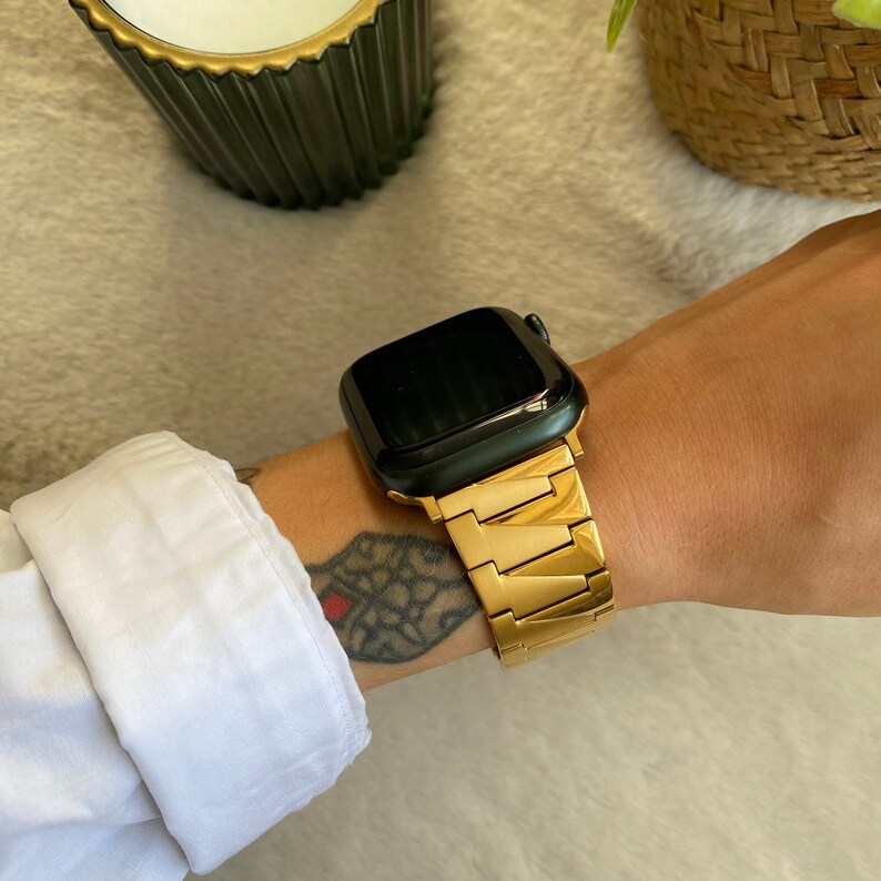 Gold Link Apple Watch Band 38mm 40mm 41mm 42mm 44mm 45mm 49mm Ultra ...