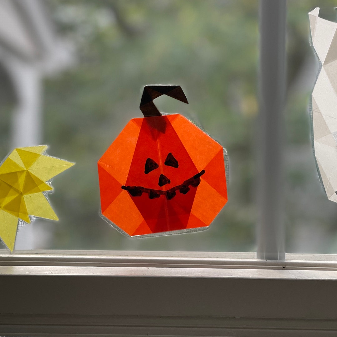 Origami Pumpkin/jack-o-lantern Suncatcher - Etsy