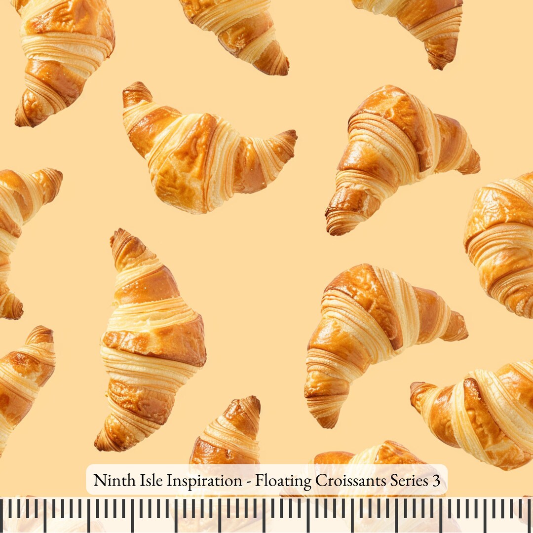 Floating Croissants Cotton Fabric by the Yard - Ninthisle Inspiration ...