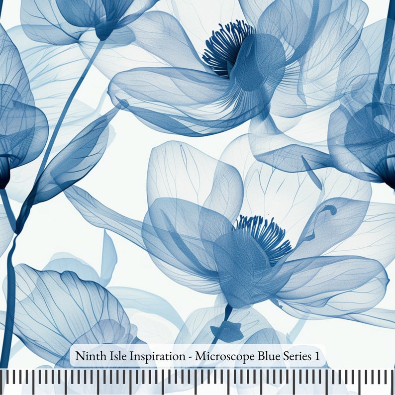 Microscope Blue Cotton Fabric by the Yard Ninthisle Inspiration ...