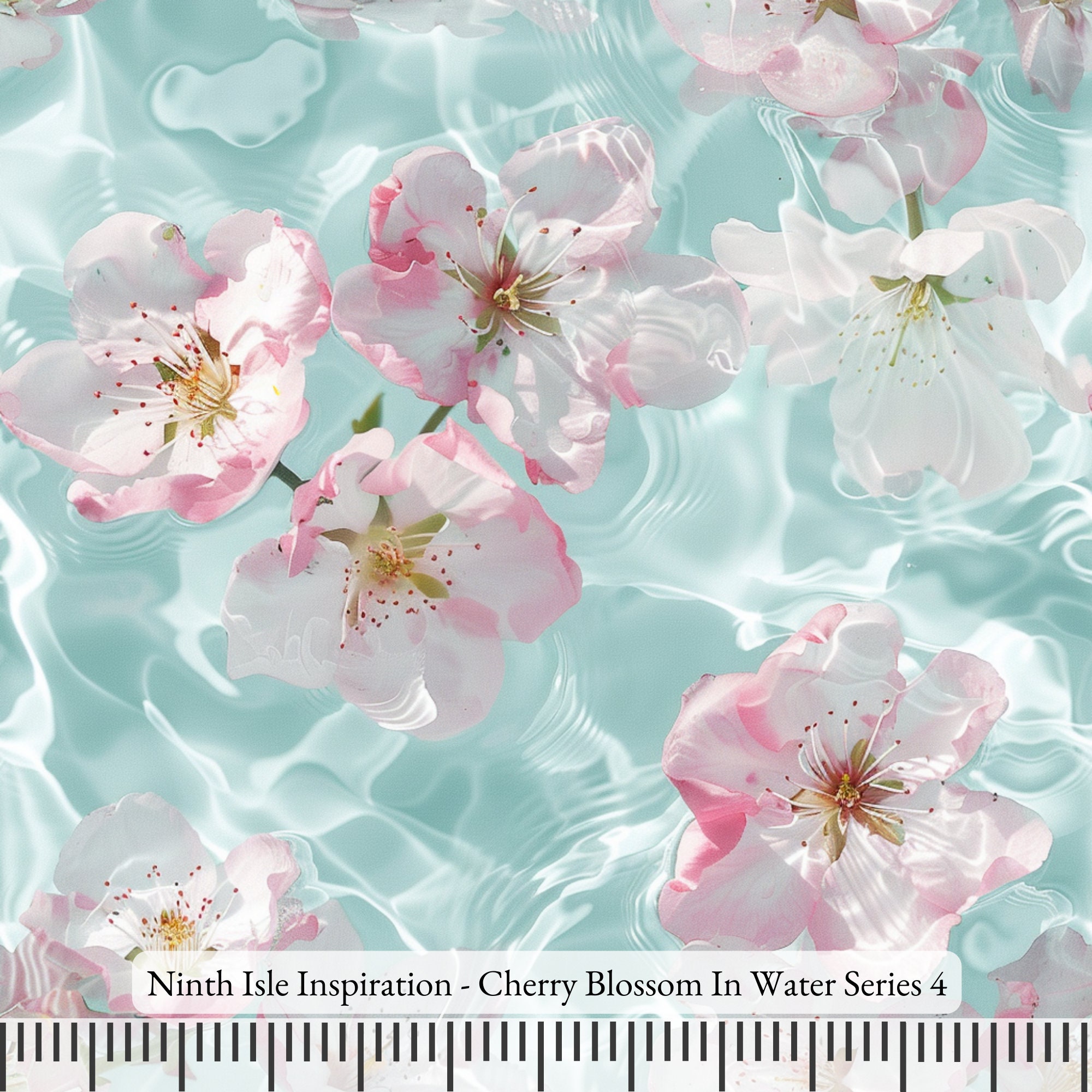 Cherry Blossom in Water Cotton Fabric by the Yard Ninthisle Inspiration ...