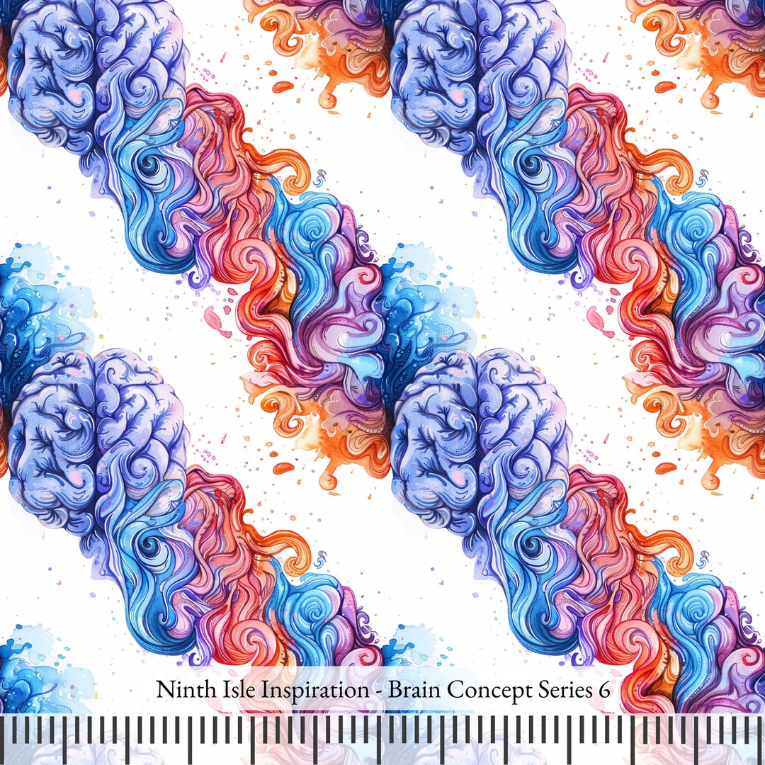 Fabric Print in HI, Brain Concept Rayon Fabric by the Yard - Etsy