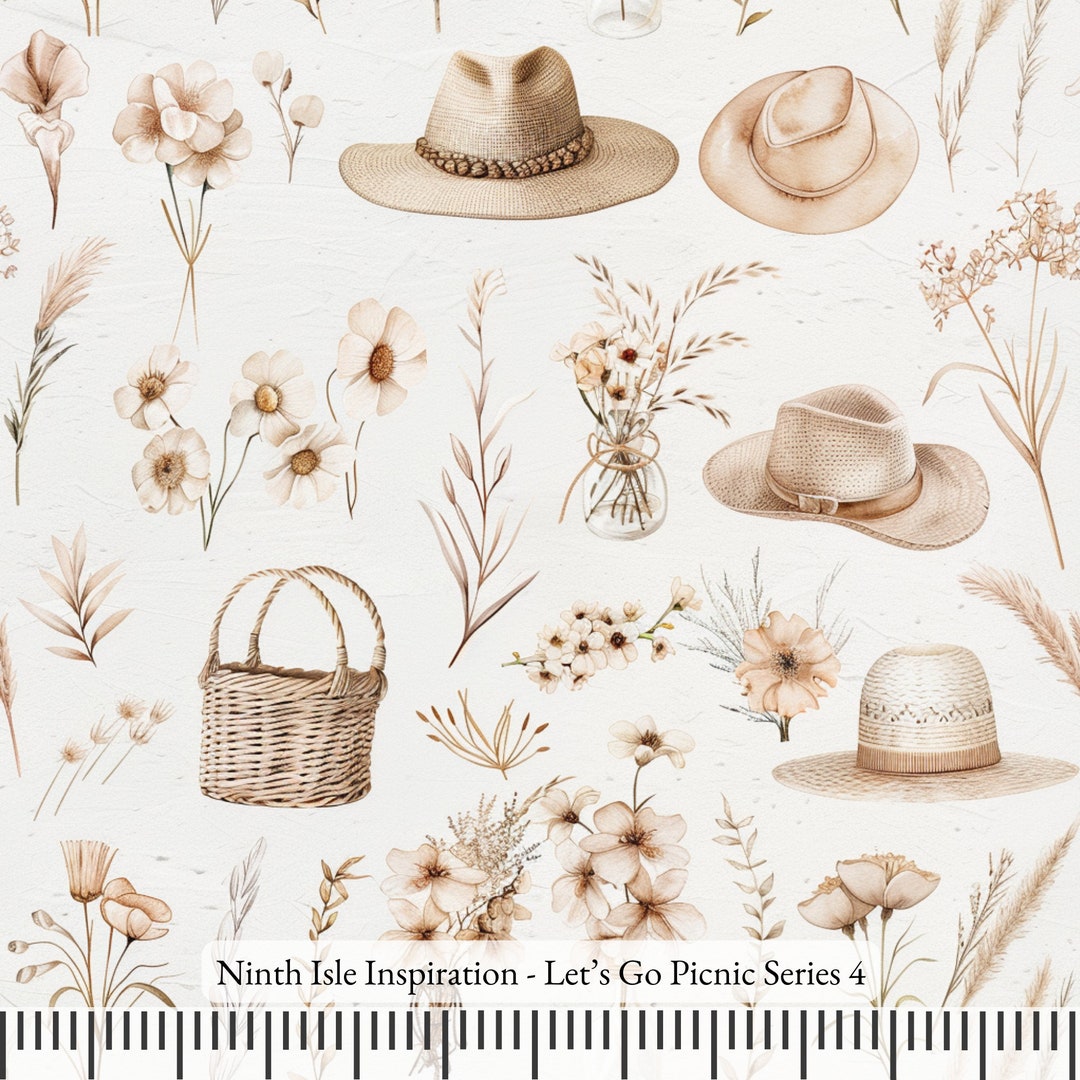 Print in Hawaii, Let's Go Picnic Cotton Fabric by the Yard - Ninthisle ...