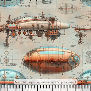 Print in Hawaii, Steampunk Zeppelin Cotton Fabric by the Yard - Etsy