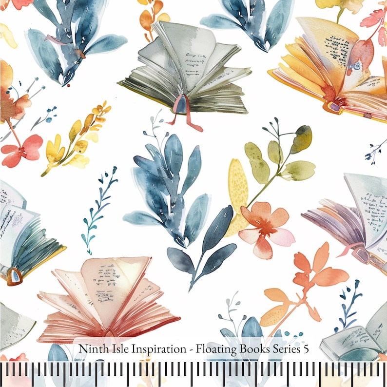 Print in Hawaii Fabric, Floating Books Cotton Poplin Fabric by the Yard ...