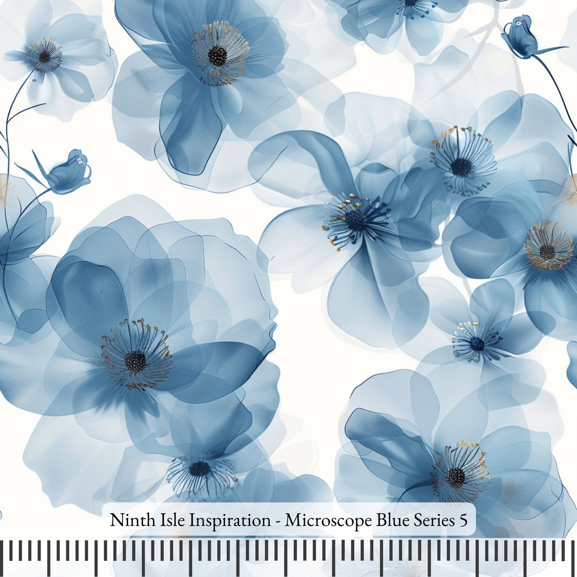 Microscope Blue Cotton Fabric by the Yard Ninthisle Inspiration ...