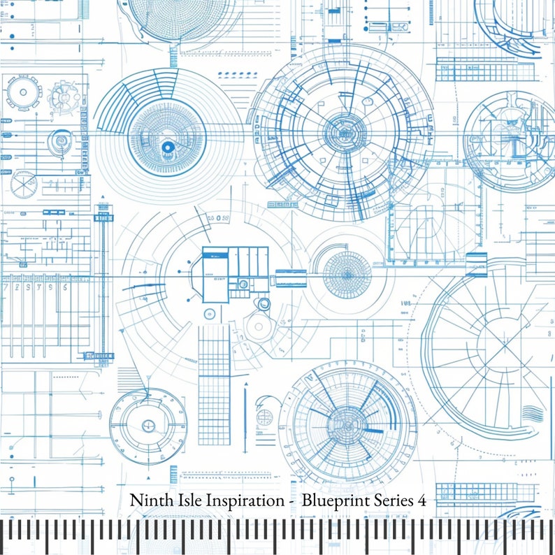 Blueprint Cotton Fabric by the Yard Ninthisle Inspiration Exclusive Fun ...